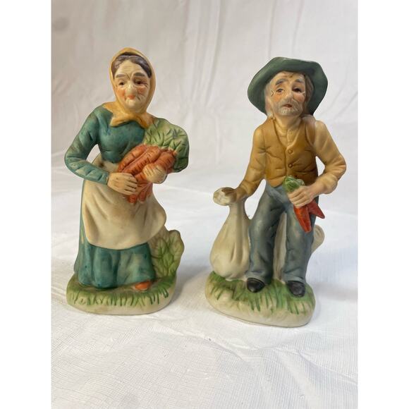Vintage | Accents | Vintage Old Man Lady Carrot Farmer Figurines ...
